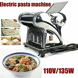 awolsrgiop 110V Commercial Electric Dough Roller Sheeter Noodle Pasta Maker Machine Stainless 135W Noodles Pasta Maker Machine Adjustable Thickness & Two Blades Dumpling Making Machine Roller Machine