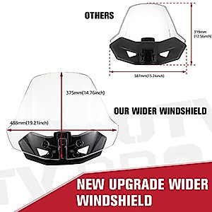 Ryker Adventure Wider Windshield, A & UTV PRO New Upgrade XXL Adjustable Vented Translucent Clear Hard Coated Windscreen Wind Deflector for Can Am Ryker All Models Accessories, Replace OEM #219401032