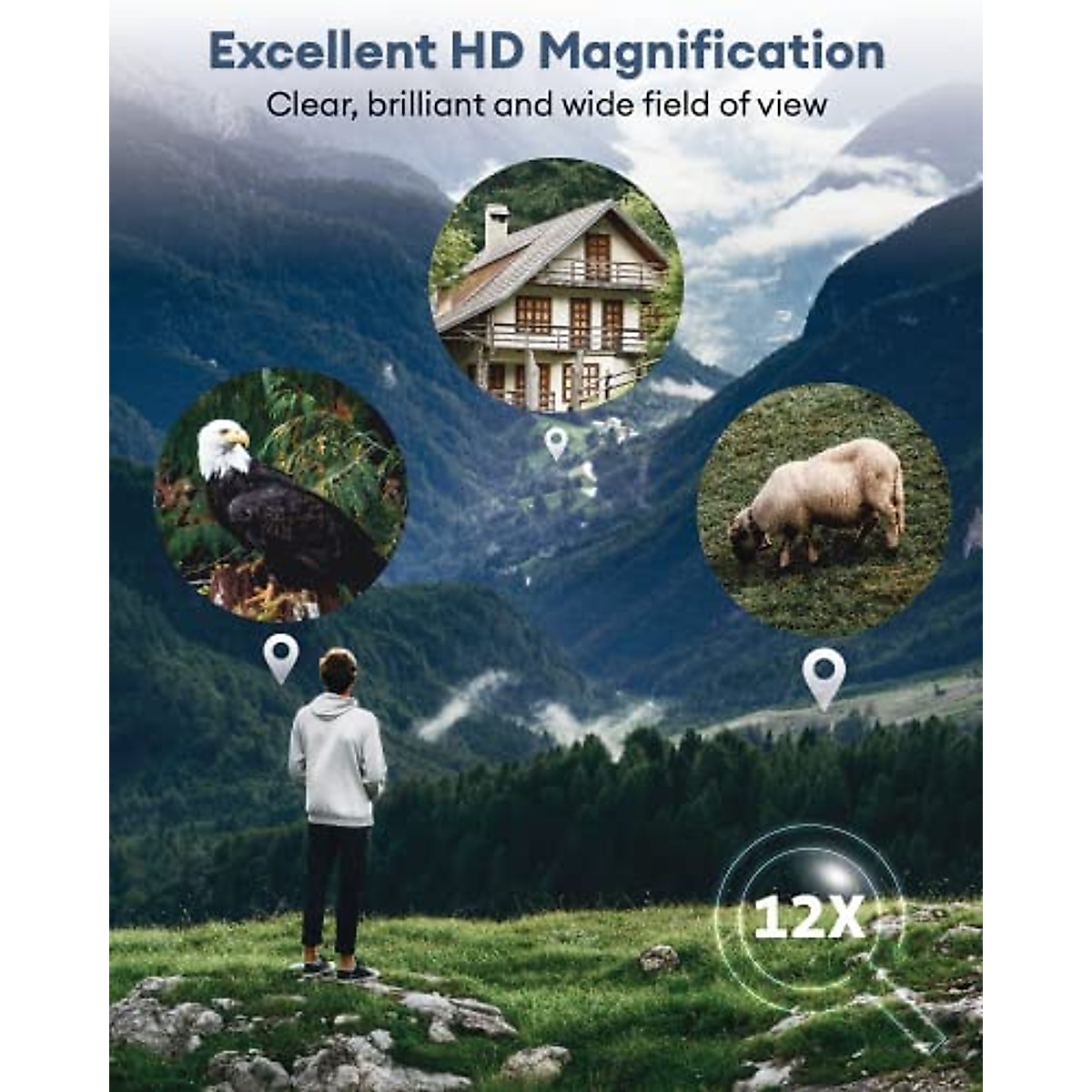 New 2023 Monocular Telescope High Powered Monocular with Smartphone Adapter & Metal Tripod - BAK4 Prism Monocular with Clear Low Light Vision for Wildlife Hunting Camping Travelling