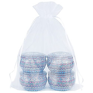 HRX Package 100pcs Sheer Organza Bags White, 6 x 9 inches Christmas Wedding Shower Party Favors Gift Drawstring Bags Large Mesh Jewelry Pouches