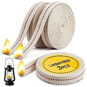 Sukh Lamp Wick Lantern Wick - Lantern Wicks 3 Rolls 1/2 Inch Flat Cotton Oil Lamp Wick with Genuine Red Stitch Replacement Oil Lanterns Wick for Paraffin Oil Kerosene Based Lanterns and Candle Burners