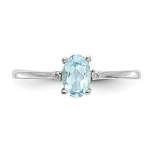 IceCarats 14K White Gold Diamond Blue Aquamarine Ring March Birthstone Jewelry Size 6