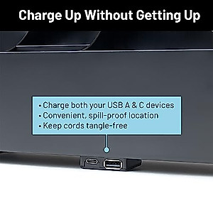Squirrel - The Bedside Perch | USB-C & USB-A Charging Bedside Caddy and Bed Table Tray Organizer | Space-Saving Dorm Room Essentials & Small Space Storage | Made with 100% Recycled Plastic (Black)