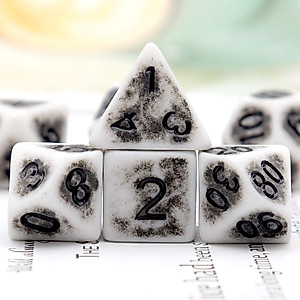 Haxtec Ancient DND Dice Set 7PCS Grey Polyhedral Dice Stone Style for Dungeons and Dragons Pathfinder RPG