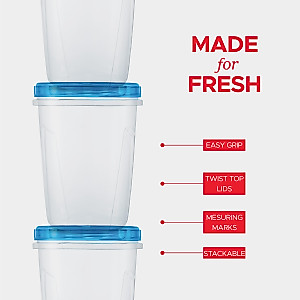 12 Pack Leakproof Freezer Containers for Food with Twist Top Lids - 32 Oz BPA Free Reusable Plastic Soup Containers with Screw On Lids - Ideal for Meal Prep, Leftovers & Pantry Organization