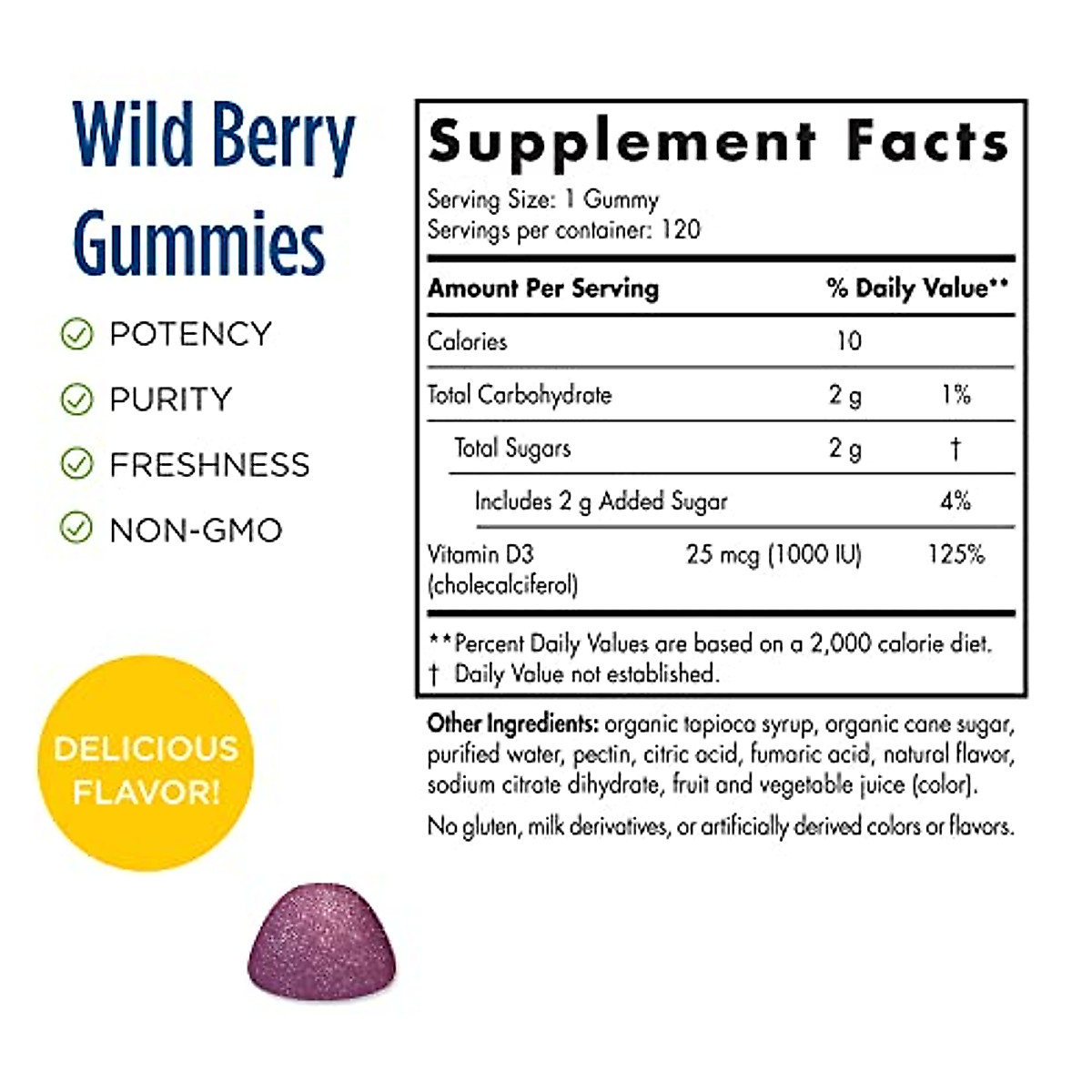 Nordic Naturals Vitamin D3 Gummies, Wild Berry - 120 Gummies - 1000 IU Vitamin D3 - Great Taste - Healthy Bones, Mood & Immune System Function - Non-GMO - 120 Servings