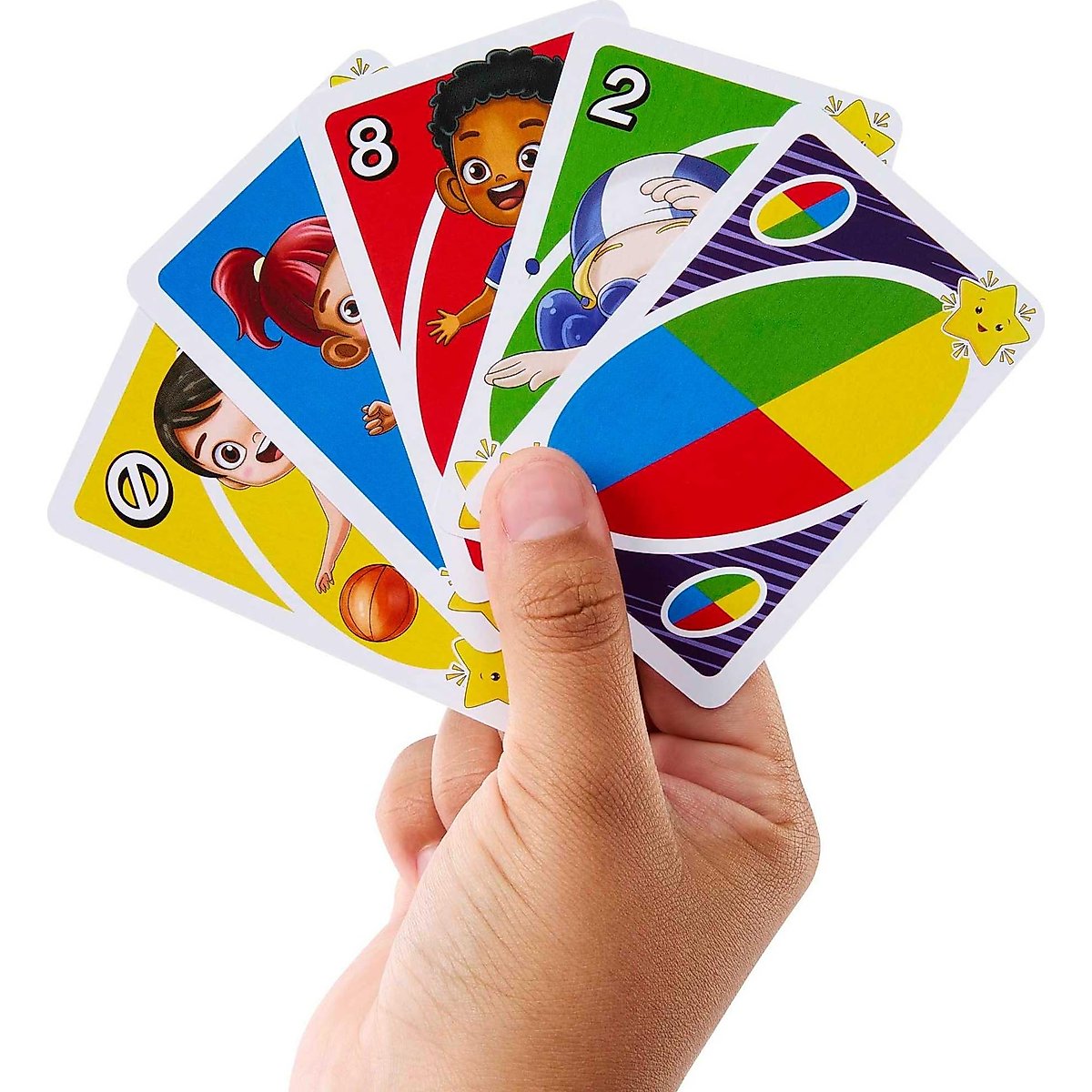 Mattel Games ​UNO Junior Move! Card Game for Kids with Active Play, Simple Rules, 3 Levels of Play and Matching