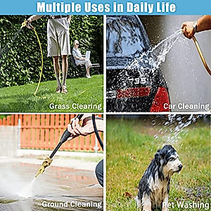 Jet Nozzle High Pressure with Garden Hose Shutoff Valve, Solid Brass High Pressure Hose Nozzle Sprayer Sweeper, Heavy Duty 3/4'' GHT Connector - 2 Set, Gold (JS-008)