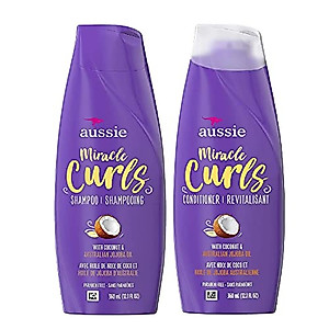 Aussie Miracle Curls Shampoo and Conditioner Set with coconut & australian jojoba oil-12.1 fl oz each