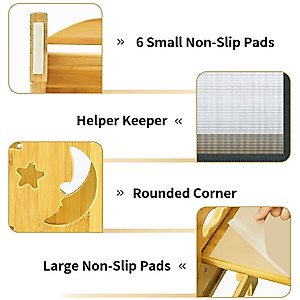 TOETOL Kids Kitchen Step Stool with Keeper Bamboo Toddler Child Standing Tower Helper Adjustable Height with Black and White Activity Board