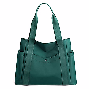 JIANLINST Women Tote Shoulder Handbag Water resistant Nylon Hobo Purse Multi Pocket Top Handle Shopper Shoulder Bag Green-1