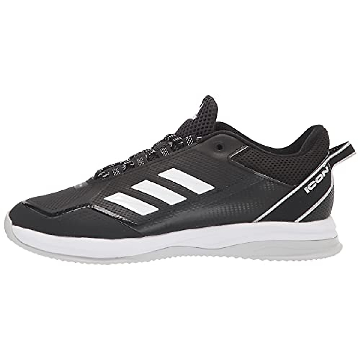 adidas Men's Icon 7 Turf Baseball Shoe, Black/White/Silver Metallic, 12