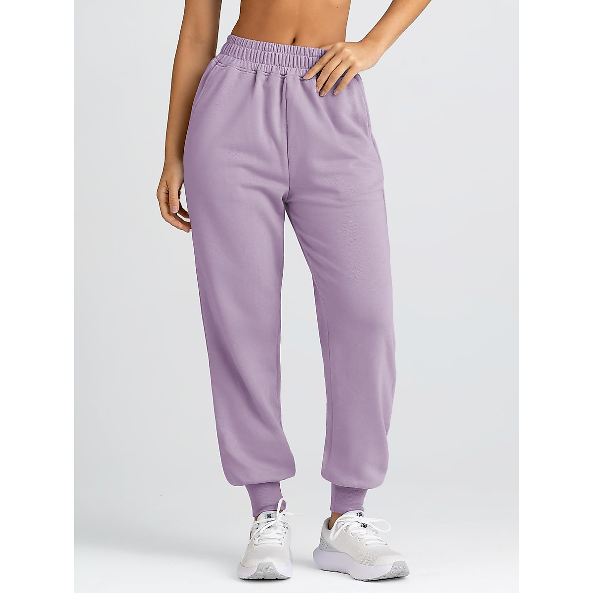 Yovela Sweatpants Women Baggy High Waisted Sweat Pants Fall Clothes Casual Joggers Y2k Aesthetic 2025 Winter Spring Fashion Trendy Warm Outfits Cute Comfy Tall Trousers with Pockets Purple L