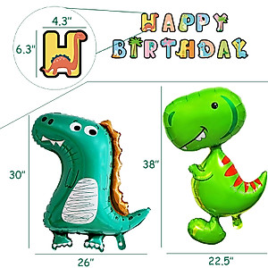 Dinosaur First Birthday Decorations, Large Dinosaur Foil Balloons, Happy Birthday Banner, Number 1 Balloon, Dinosaur Printed Balloons for Girl Boy 1st Birthday Party Decorations Baby Shower Supplies