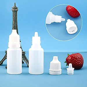 Twdrer 80PCS 10ml Empty Plastic Squeezable Eye Liquid Dropper Bottles with Caps,Refillable Ldpe Plugs Essential Oil Bottle Container