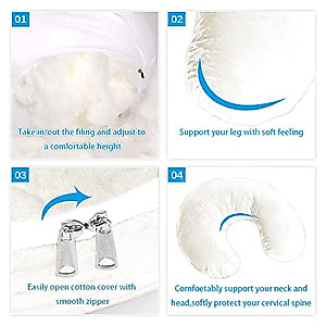 MANDZIXIN Pregnancy Pillow, Maternity Body Pillow with Velvet Separate Support Pillow and Removable Cover,Side Sleeping and Back Hips, Legs, Belly Support for Pregnant Women (White, U Shaped)