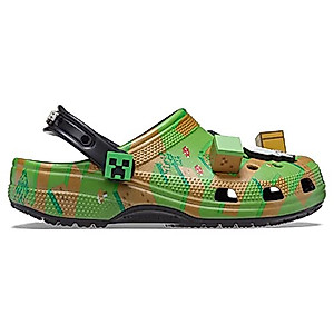 Crocs Unisex Classic Minecraft Clogs, Multi Green, Numeric_6 US Men
