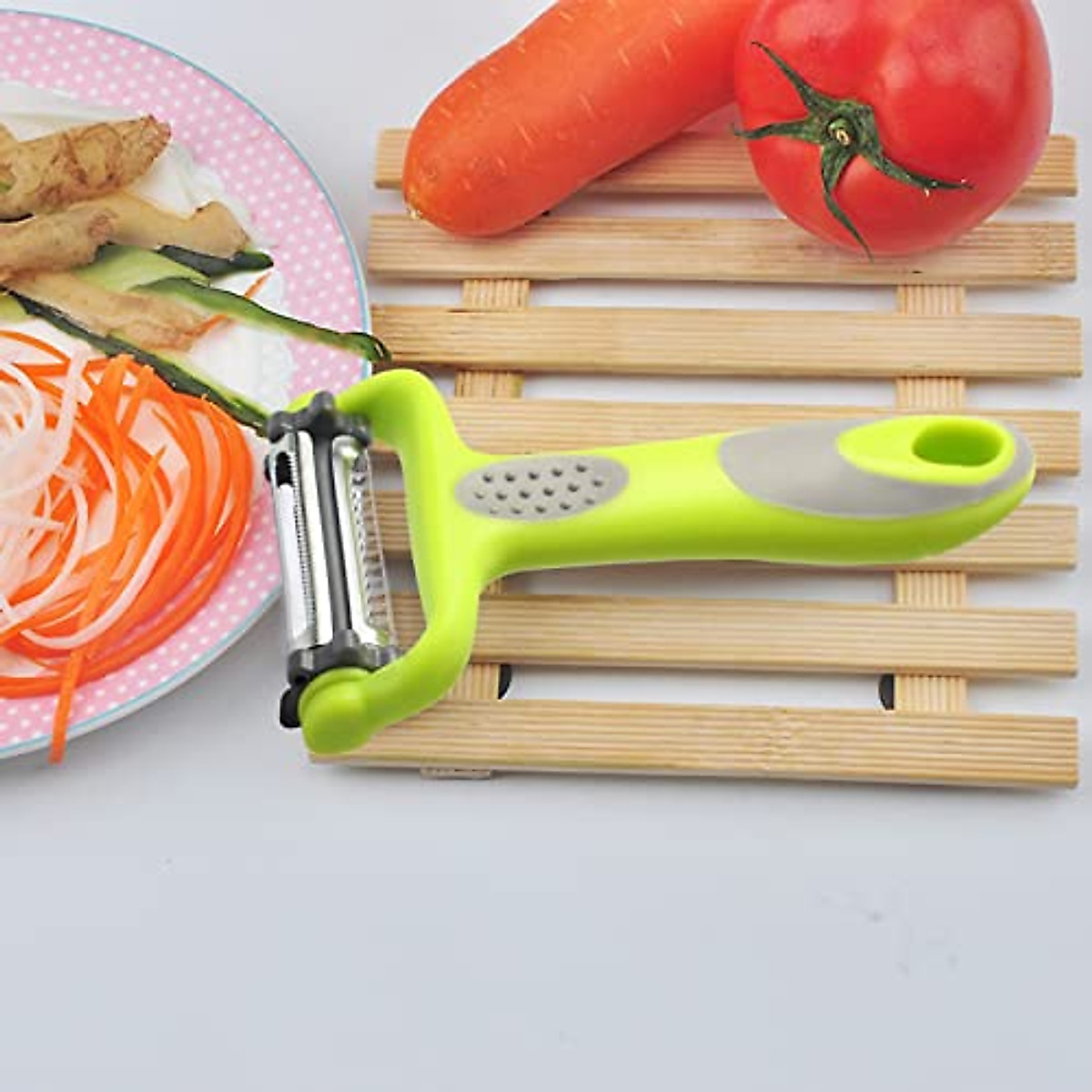 DEFUTAY Vegetable Peeler - Potato Peelers for Kitchen 3-in-1 Kitchen Peeler Ultra Sharp Stainless Steel Peeler for Vegetable, Potato, Cucumber, Carrot, All Fruits & Veggies (Green)