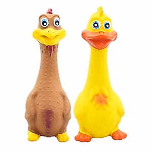 Gazechimp 2Pcs Shrilling Screaming Rubber Chicken Pet Dog Toy Squeaker Chew Gifts