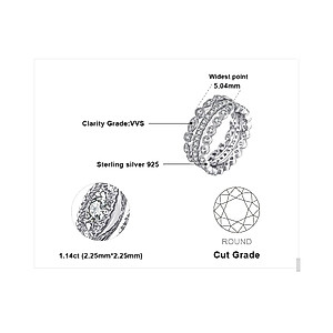 JewelryPalace 14K Gold Plated 925 Sterling Silver Rings for Women, Cubic Zirconia Promise Rings for Her, Stackable Wedding Bands Rings for Women Set Size 7.5
