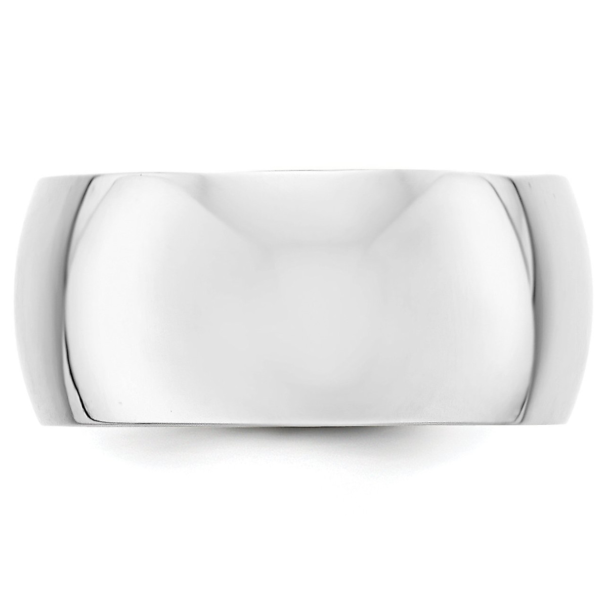 Solid 10k White Gold 10 mm Half Round Wedding Band Ring Size 7.5