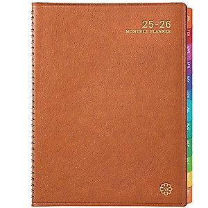Monthly Planner 2023-2024 - 18 Monthly Planner 2023-2024 from July 2023 to December 2024, Planner 2023-2024 with Tabs, Leather Calendar Planners, Twin-Wire Binding+Inner Pocket+Contacts+Passwords