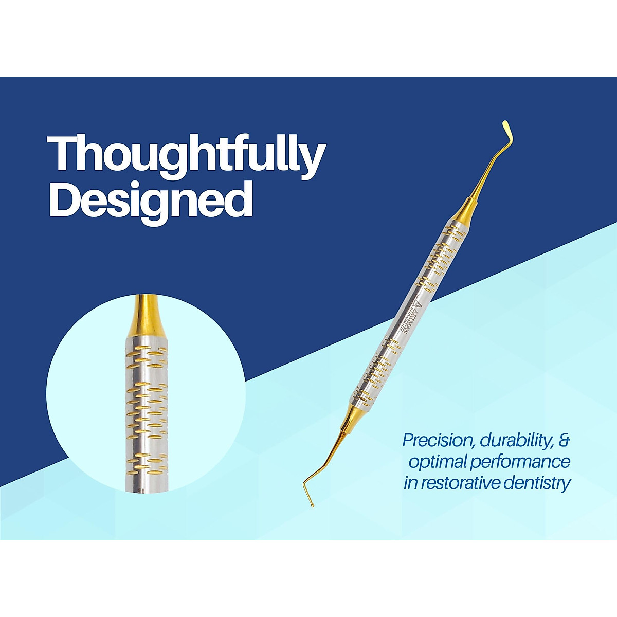 Dental Composite Glass Ionomer Amalgam Filling Instruments Kit (7 Golden Plasma Coated pcs) by Artman instruments