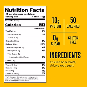 LonoLife Chicken Bone Broth Sticks: 10g Protein, Keto-Friendly, 10 Portable Servings
