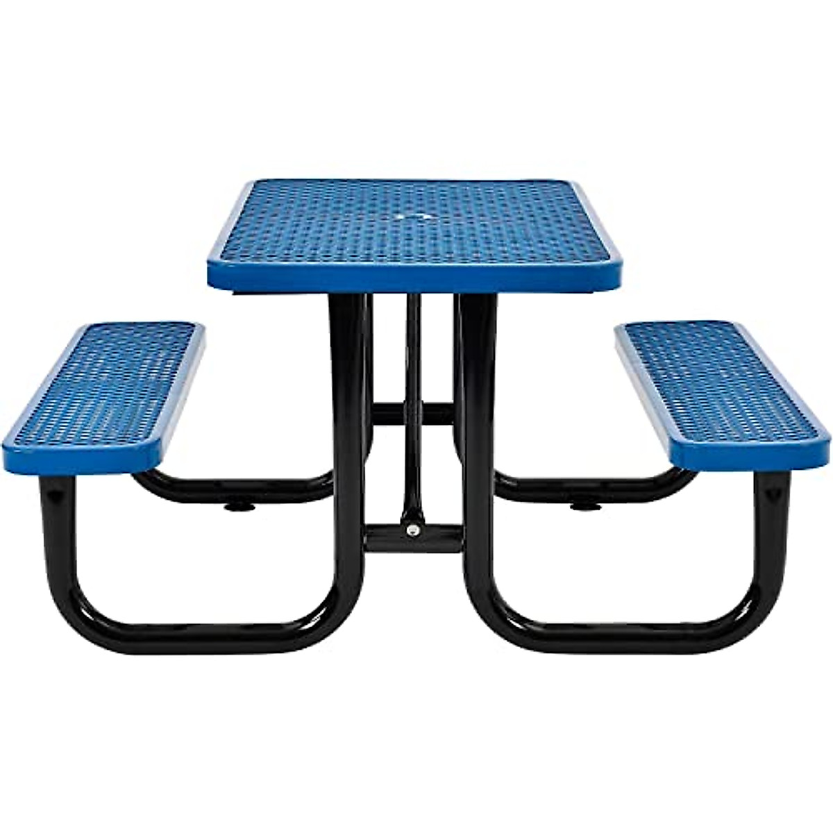 Global Industrial 4' Rectangular Expanded Metal Picnic Table, 48" L x 62" W,Blue