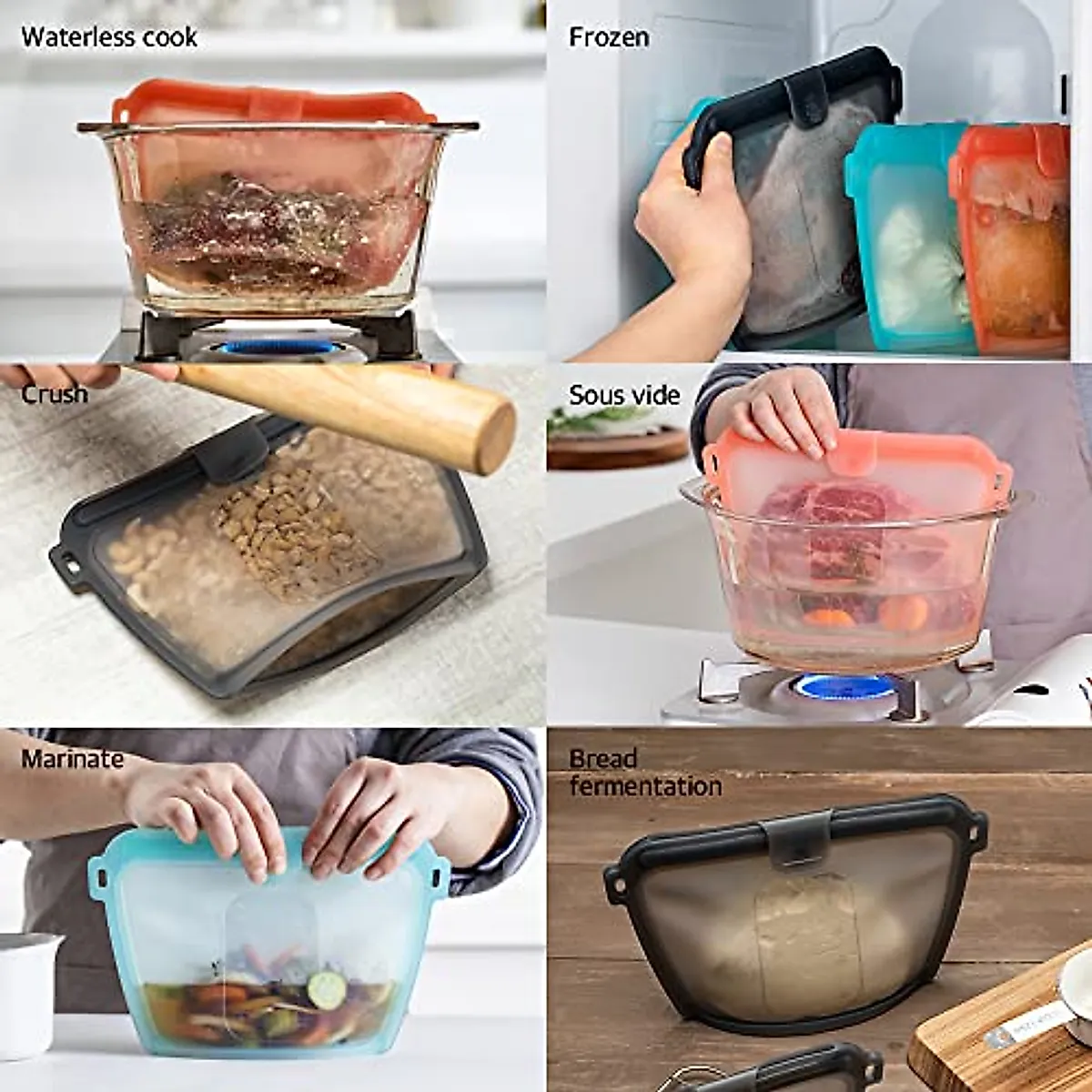 [SILLYMANN] Platinum Silicone Zip Top Reusable, Stand Up Storage Bag | Dishwasher-Safe, Eco-friendly, Easy Cleaning, Portable | Lunch Bag, Sandwich Containers | 34 Oz, Coral (Coral)