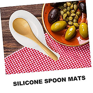 Holibanna 2pcs Silicone Spoon Mat kitchen silicone spoon rest ladle holder coffee spoon rest kitchen spoon holder rubber silicone scraper tableware spoon holder dining table tray
