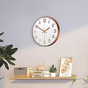 Whiteleopards Pink 12 inch Wall Clocks Battery Operated Silent Non Ticking Modern Wall Clock for Living Room Bedroom Kitchen Office Classroom Decor