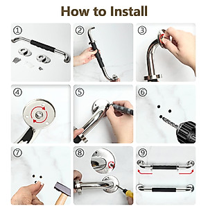 2 Pack Grab Bars for Bathroom, 16 Inch Anti Slip Bathroom Handicap Grab Bars for Showers, Safety Bath & Shower Grab Bar for Seniors, Shower Handles for Elderly, Tesuchan