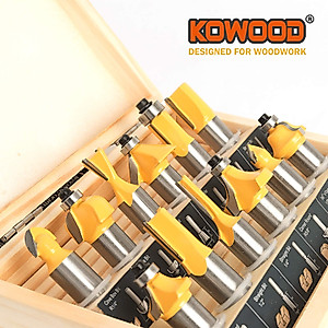 KOWOOD Router Bits Set of 12 Pieces 1/2 Inch Woodwork Tools for Beginners…