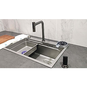 Glass, Mug Rinser for Kitchen Sinks, Faucets home Sink tool, Home, Accessories, Black Brushed High Power Rinse Cup Clean Wet Automatic neat bottle Flushing Device Cleaners, Fountain washers cleaner