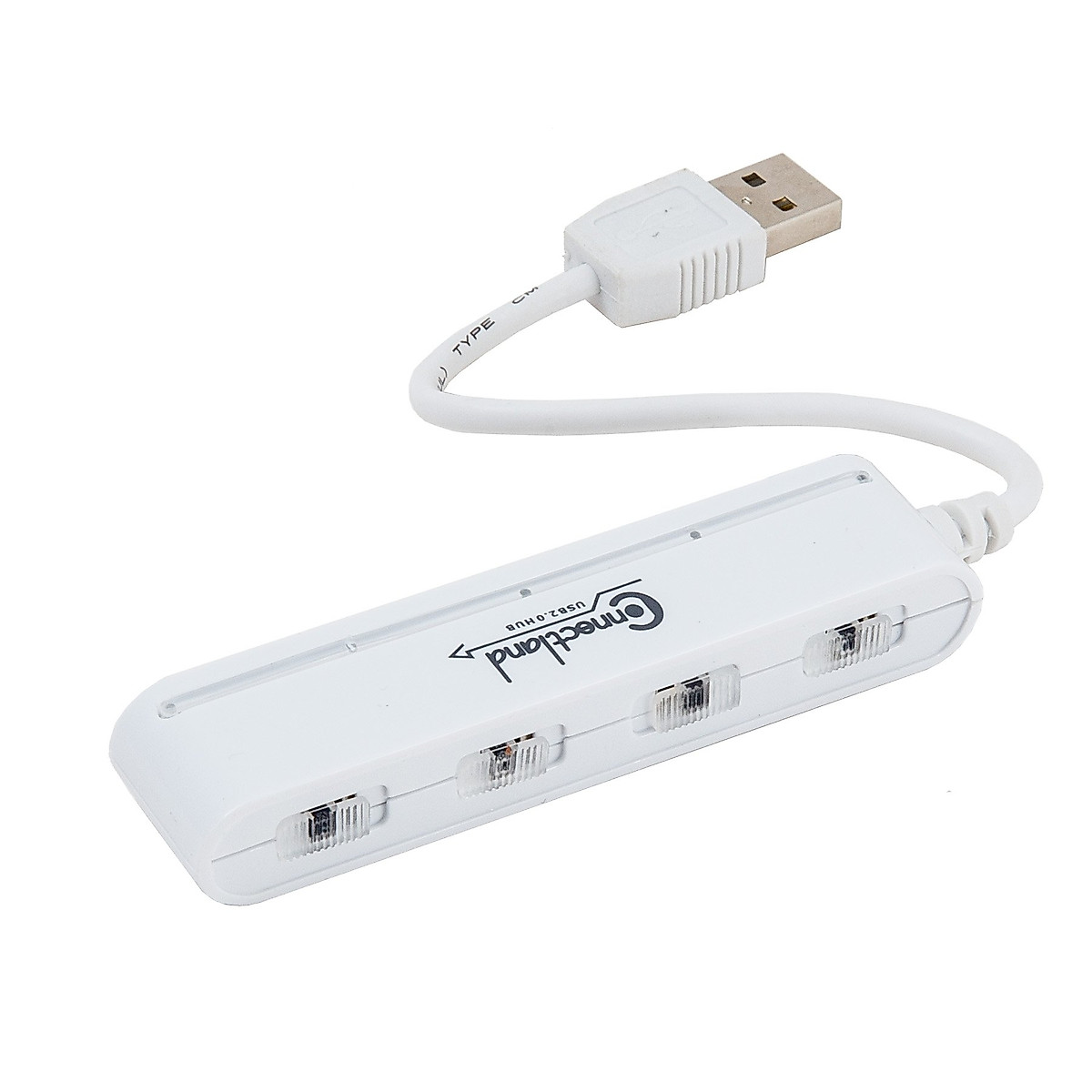 Connectland Utlra Slim USB 2.0 High-Speed 4 Port HUB with On Off Switch for Desktop and Laptops Windows Mac Linux CL-U2MNHUB-4W