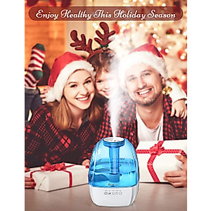 Cool Mist Humidifier - 4.5L Ultrasonic Humidifiers for Bedroom, Quiet Humidifier Large Room with 3 Mist Levels, Sleep Mode, Smart Timer, Night Light, All Night Moisture Humidifier for Baby Home Office