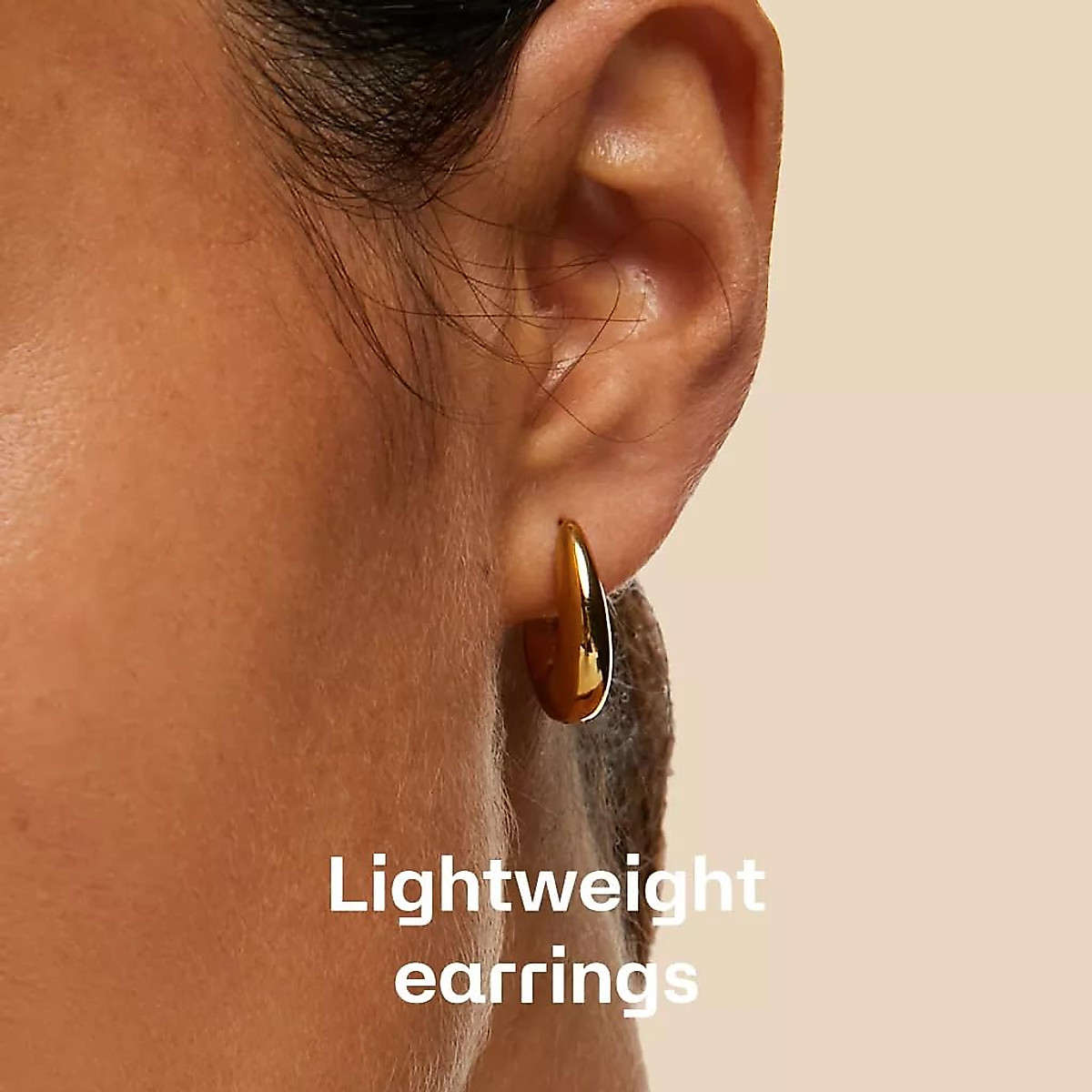 Hey Harper Iris Earrings Gold Huggie Hoop Earrings Dangle Drop - Waterproof & Sweatproof Dainty Gold Hoop Earrings for Women - Heart Pendant Earrings with 14K Golden Color PVD Coating