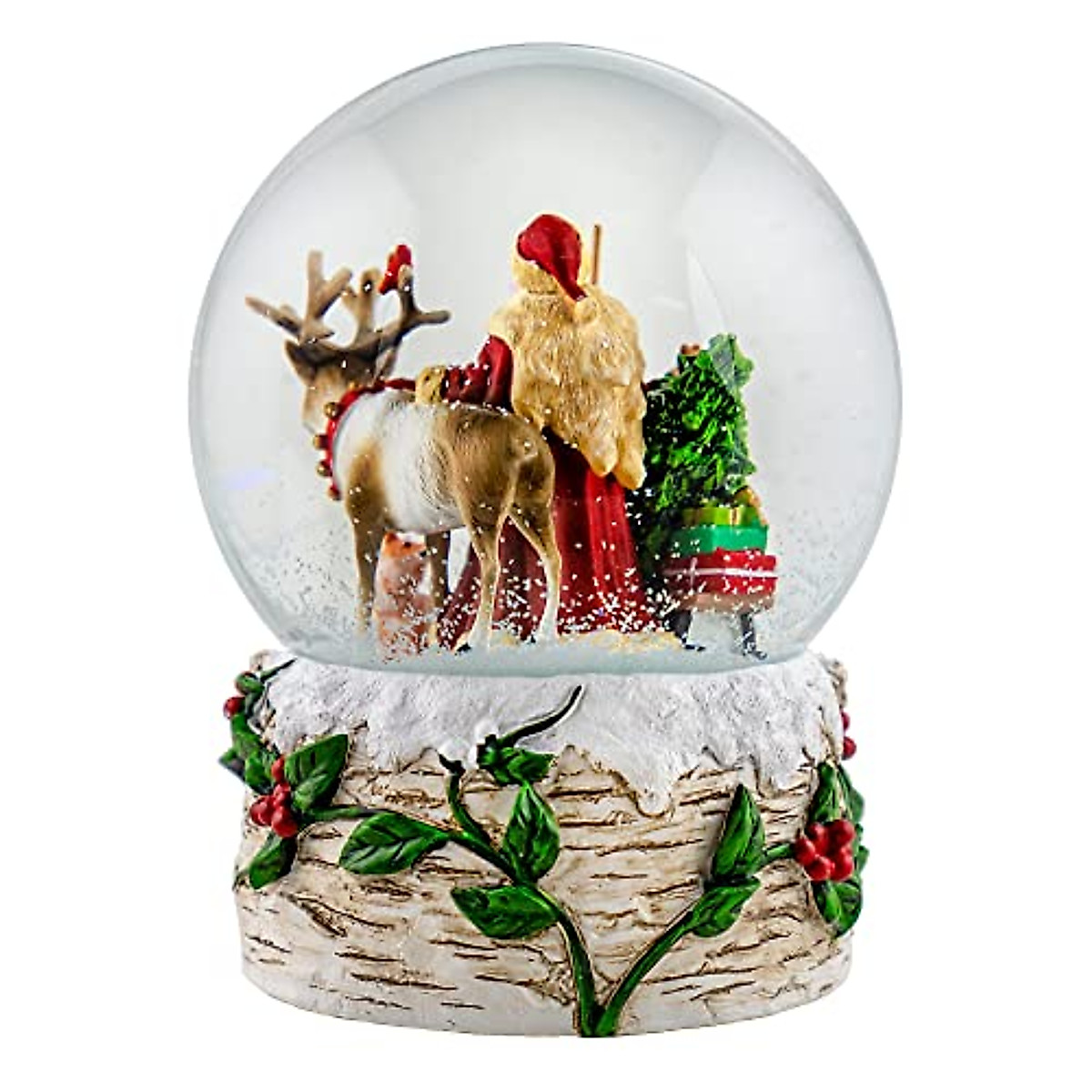 120MM Musical Santa w/Reindeer Snow Globe by San Francisco Music Box Company