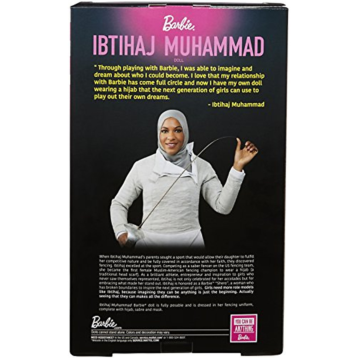 Barbie Ibtihaj Muhammad Doll with Fencing Uniform, Hijab, Sabre and Mask