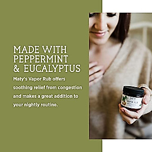 Matys Vapor Rub for Adults and Kids Ages 2+, Natural Chest Rub, Petroleum Free, Made with Coconut Oil, Peppermint, Tea Tree & Eucalyptus, 1.5 oz – 2 Pack