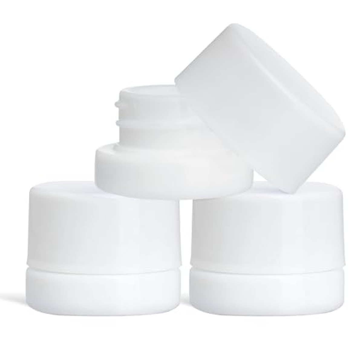 (200 Pack) 5ml Thick White Glass Jars with White Child Resistant Lids - UV Resistant - Storage for Oil, Lip Balm, Wax, Cosmetics - Mini Child Proof Container