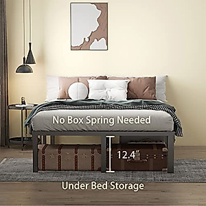 MAF 14 Inch Metal Platform King Bed Frame, Heavy Duty Black Bed Frame with Steel Slats Support, No Box Spring Needed, Noise Free, Easy Assembly