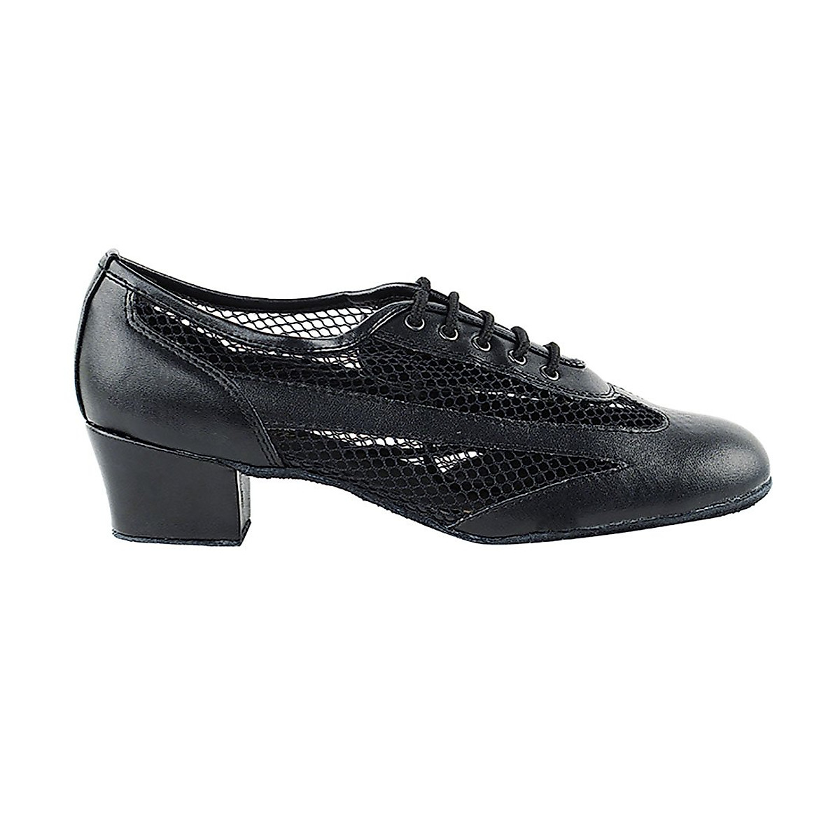Very Fine Dance Shoes - Ladies Practice, Cuban Low Heel Ballroom Dance Shoes - 2009-1.5-inch Heel and Foldable Brush Bundle - Black Leather - 6.5