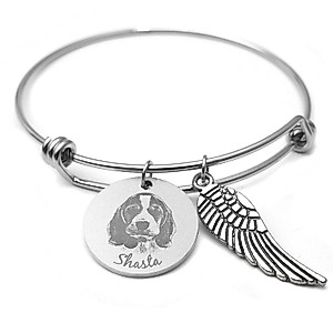 Personalized Photo Bangles Custom Bracelet Dog Portrait Jewelry Adjustable Bangles Dog Lover Pet Memorial Gift for Her