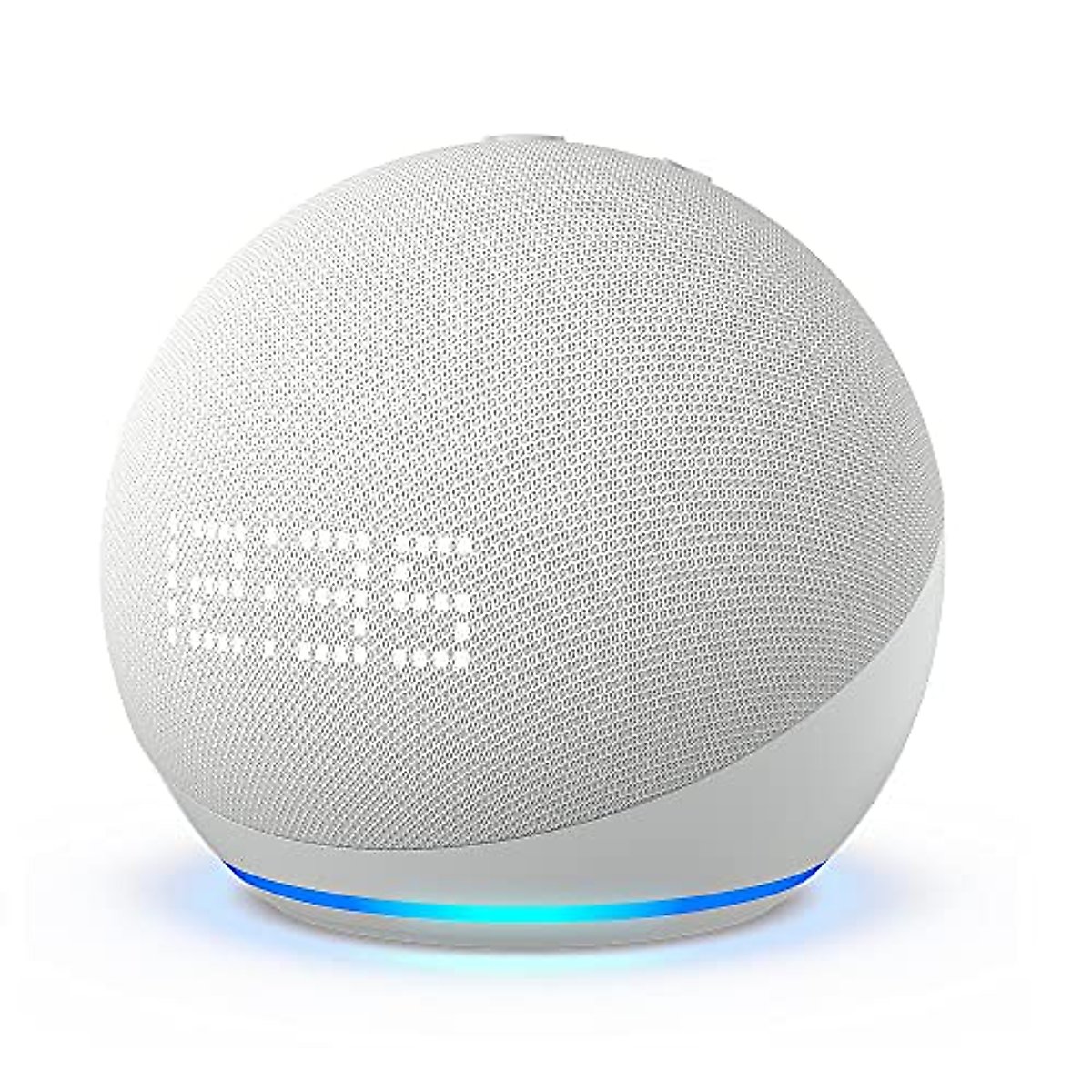 All-New Echo Dot (5th Gen, 2022 release) with clock | International Version with EU Power Adaptor | Smart speaker with clock and Alexa | Glacier White