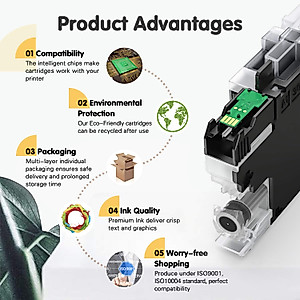 INKFUN Compatible with Brother LC3013 Ink Cartridges LC-3013 LC3011 LC-3011Replacement for Brother MFC-J491DW MFC-J895DW MFC-J690DW MFC-J497DW Printer,5-Pack(2 Black,1 Cyan,1 Magenta,1 Yellow)