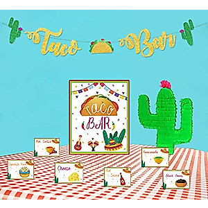 Homond Taco Bar Decoration Kit, Taco Bar Banner Sign Tents Garland for Fiesta Mexican Cinco De Mayo Themed Party, Bachelorette Bridal Shower, 22pcs.