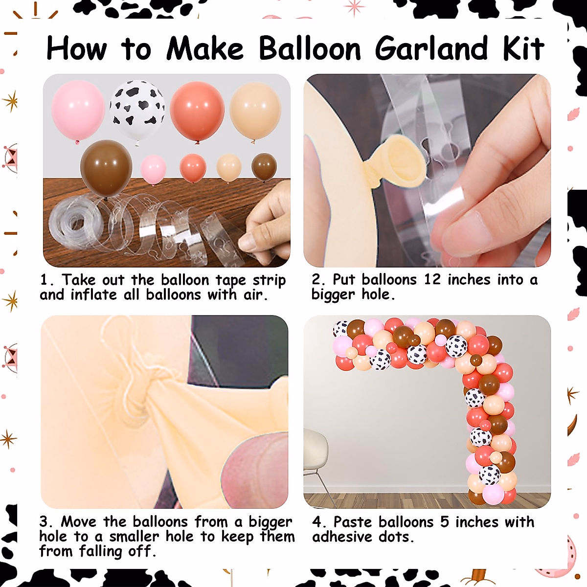 JOYMEMO My 2nd Rodeo Birthday Decorations Girl - Boho Cowgirl Balloon Garland Arch Kit with This Ain't My First Rodeo Its My Second Birthday Backdrop, Number 2 Foil Balloon for Western Party Supplies