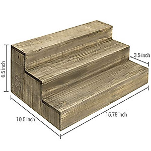 MyGift 3-Tier Vintage Gray on Brown Reclaimed Style Wood Dessert Stand Cupcake Riser Display for Weddings, Restaurants & Bakeries